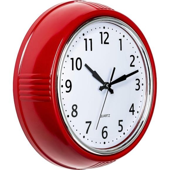 Wall Decor | Retro Wall Clock 95inch Red Kitchen 5svintage Design Round ...
